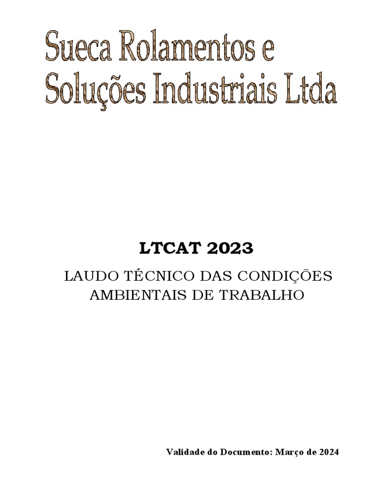 LTCAT 2023: Avaliação de Riscos Ambientais | PDF | Economias