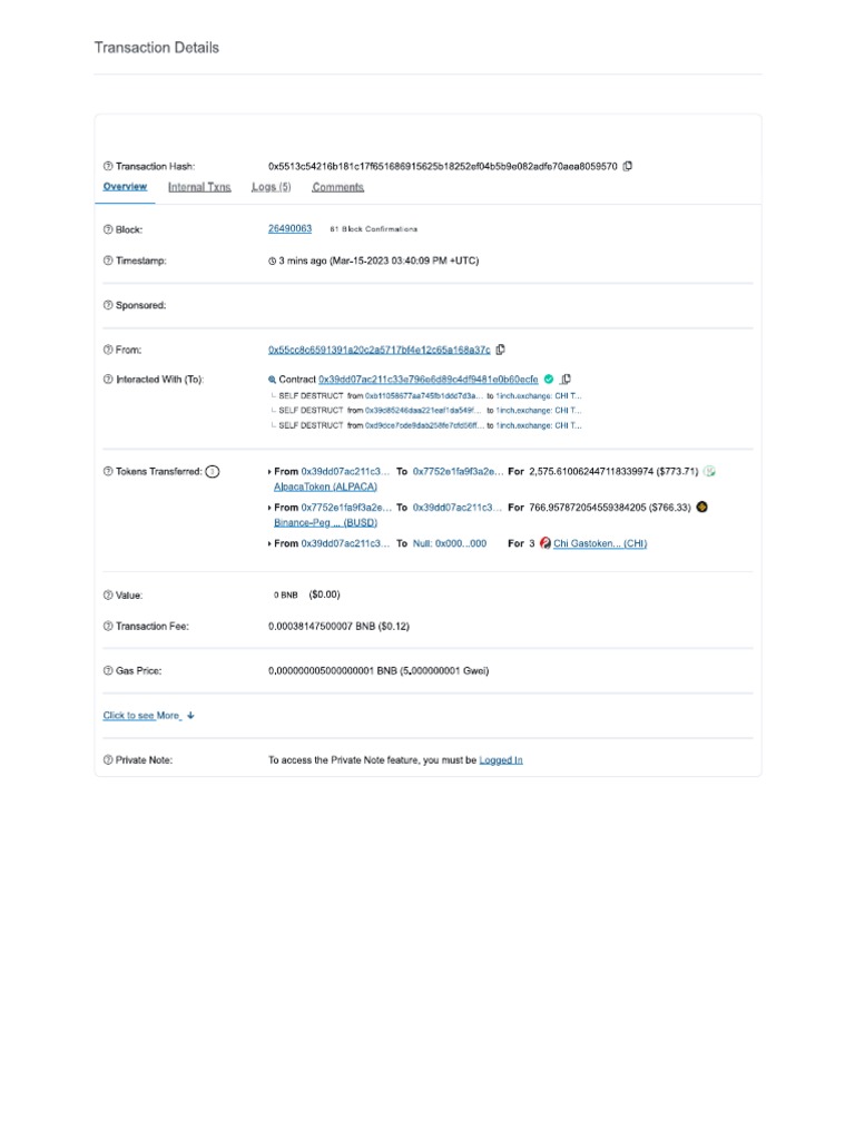 Binance Transaction Hash (Txhash) Details - BscScan | PDF
