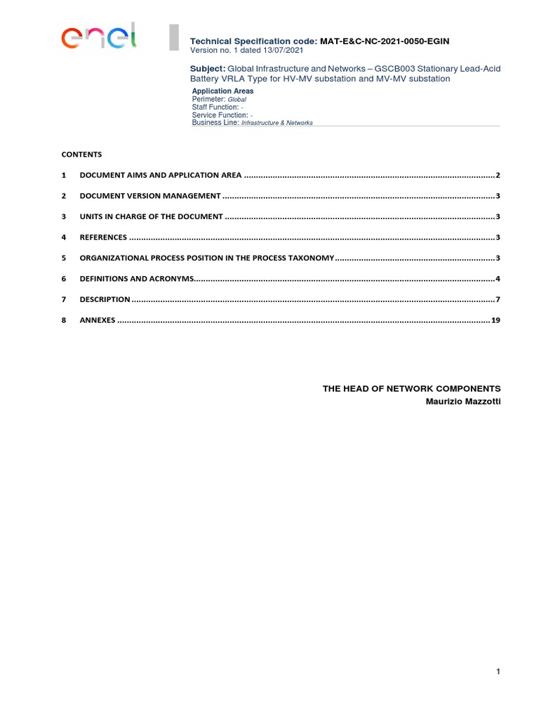 VRLA Battery Specs for Substations | PDF | Specification (Technical ...
