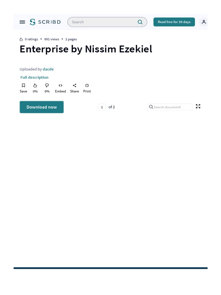 Enterprise by Nissim Ezekiel - PDF | PDF | Poetry