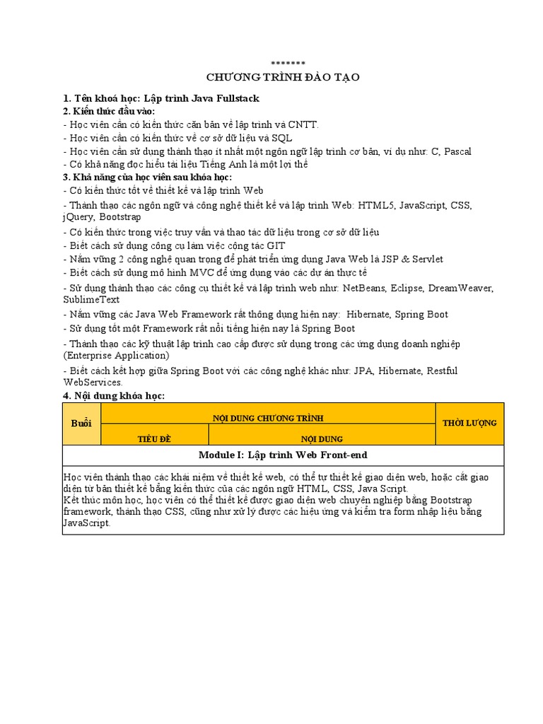 Khoa Hoc Lap Trinh Java FS, FW | PDF