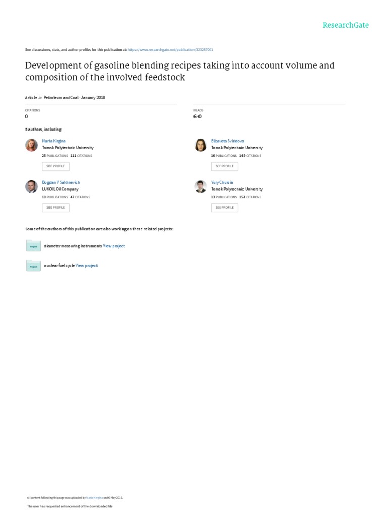 Gasoline Blending Recipe Optimization | PDF | Gasoline | Oil Refinery