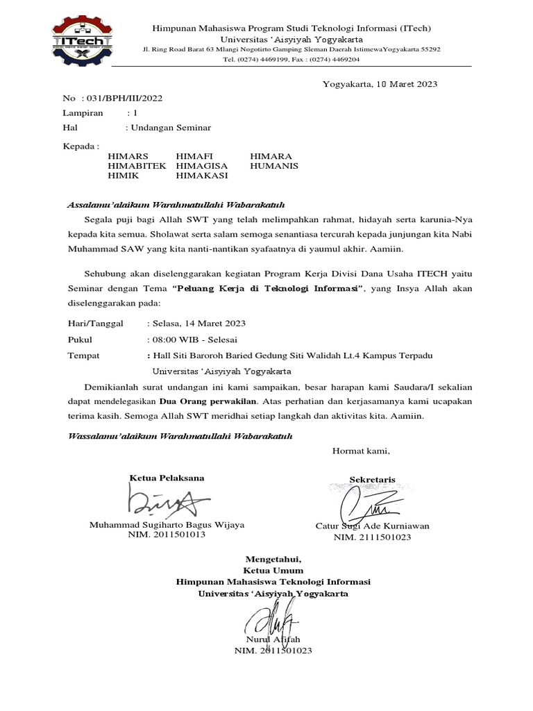 Surat Undangan Hima | PDF