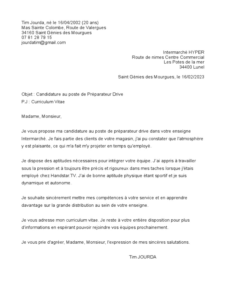 Lettre de Motiv Inter Drive PDF | PDF