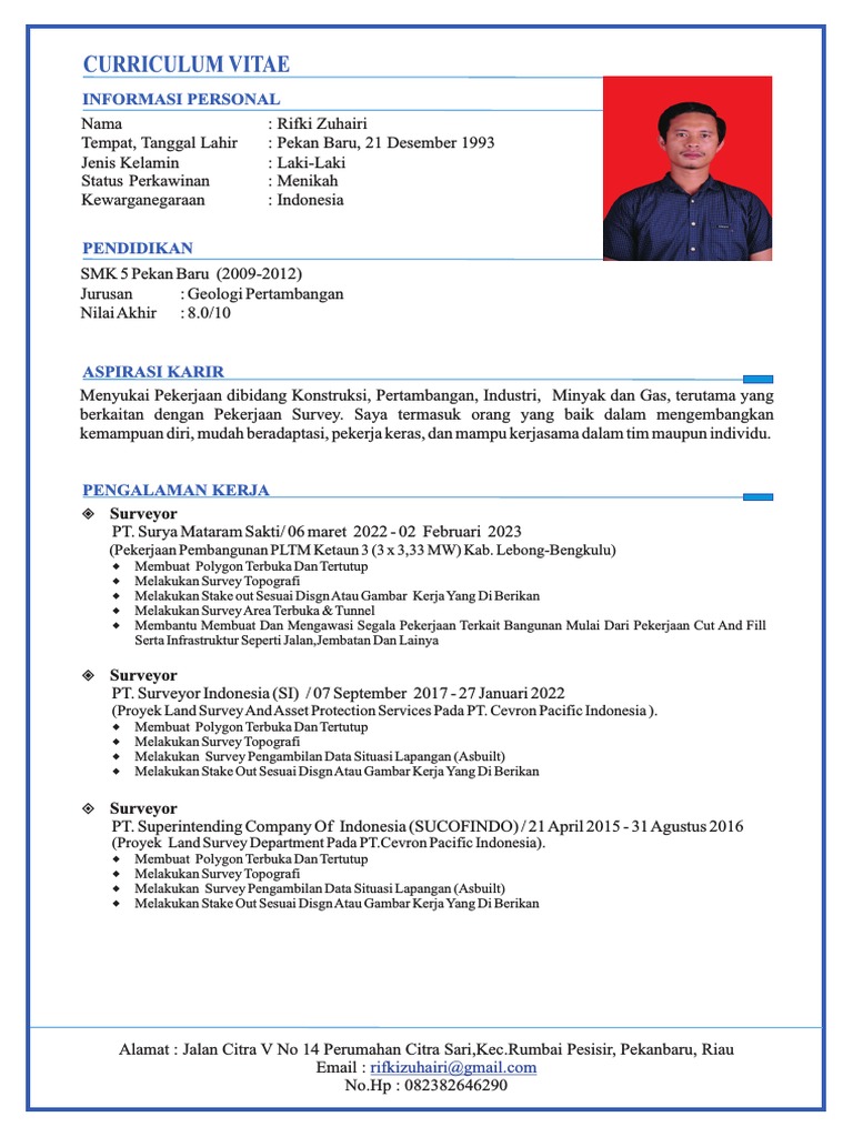 Curriculum Vitae: Informasi Personal | PDF