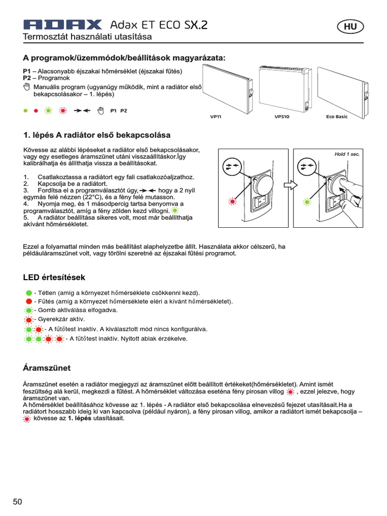 Adax ECO Programozasi Utmutato | PDF