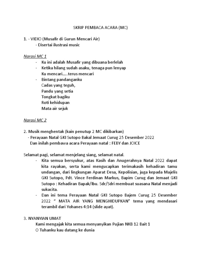 MC Natal 2022 Salinan | PDF