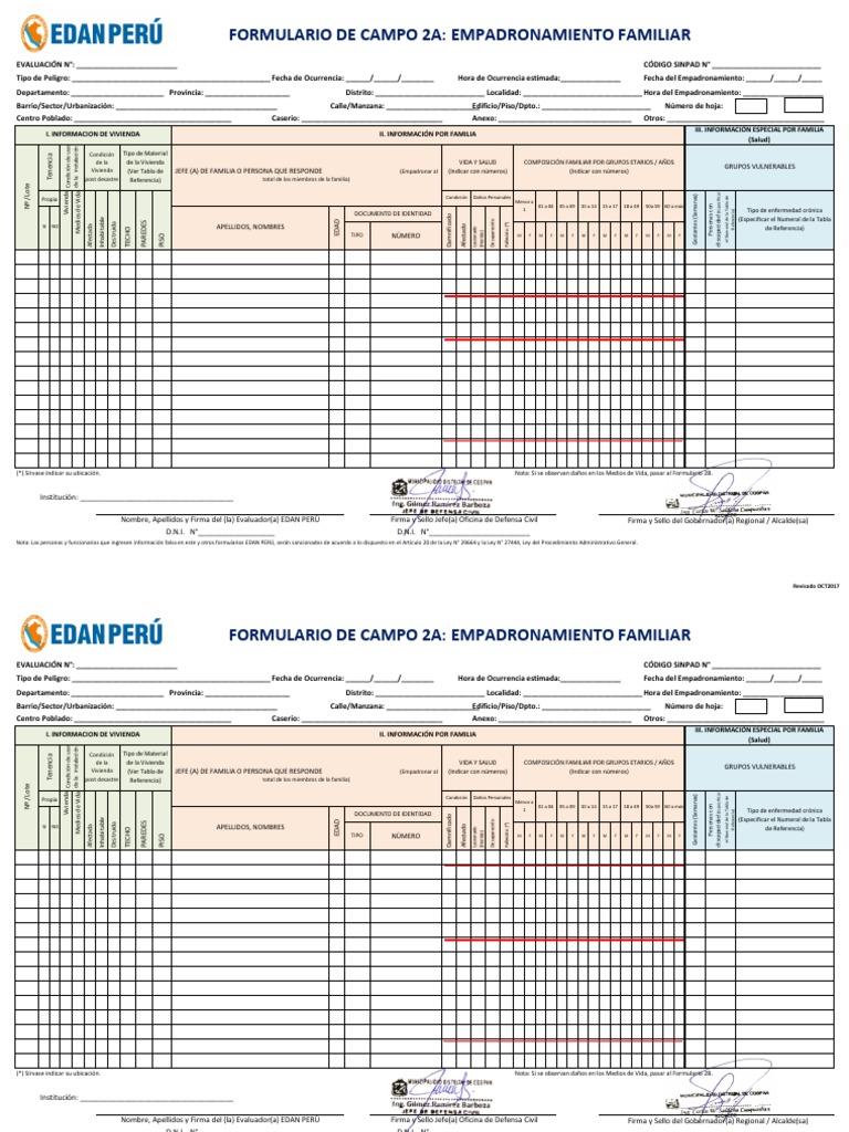 Empadronamiento Familiar Post-Desastre | PDF