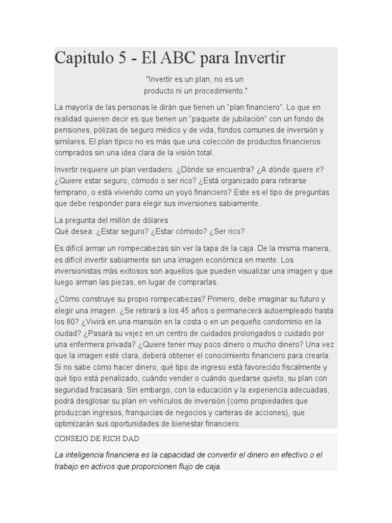 Capitulo 5 - El ABC para Invertir | PDF | Compartir (Finanzas) | Bolsa