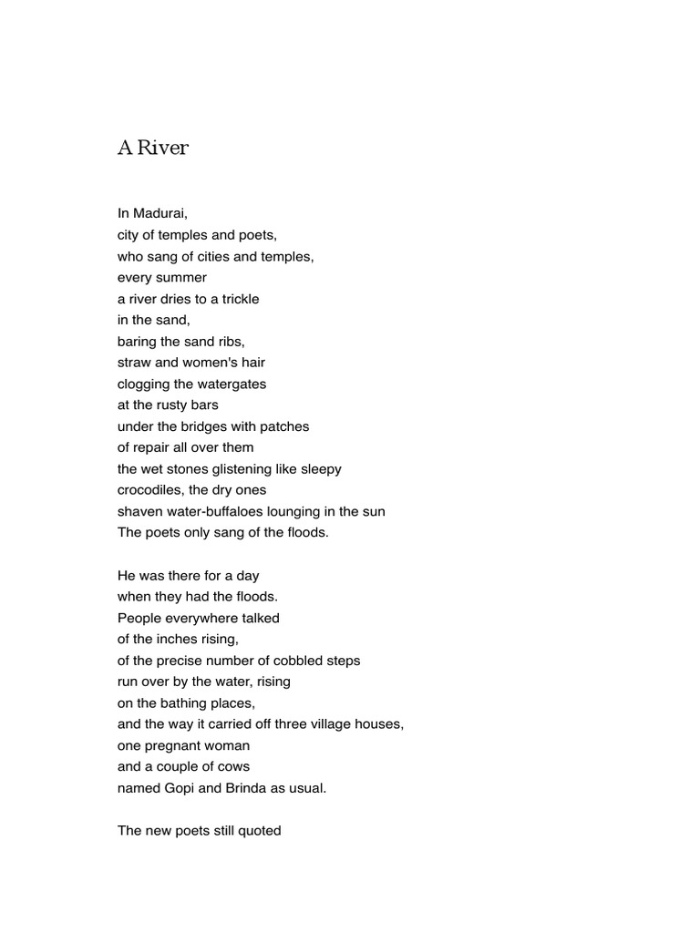 A River by A.K. Ramanujan - Famous Poems, Famous Poets. - All Poetry | PDF