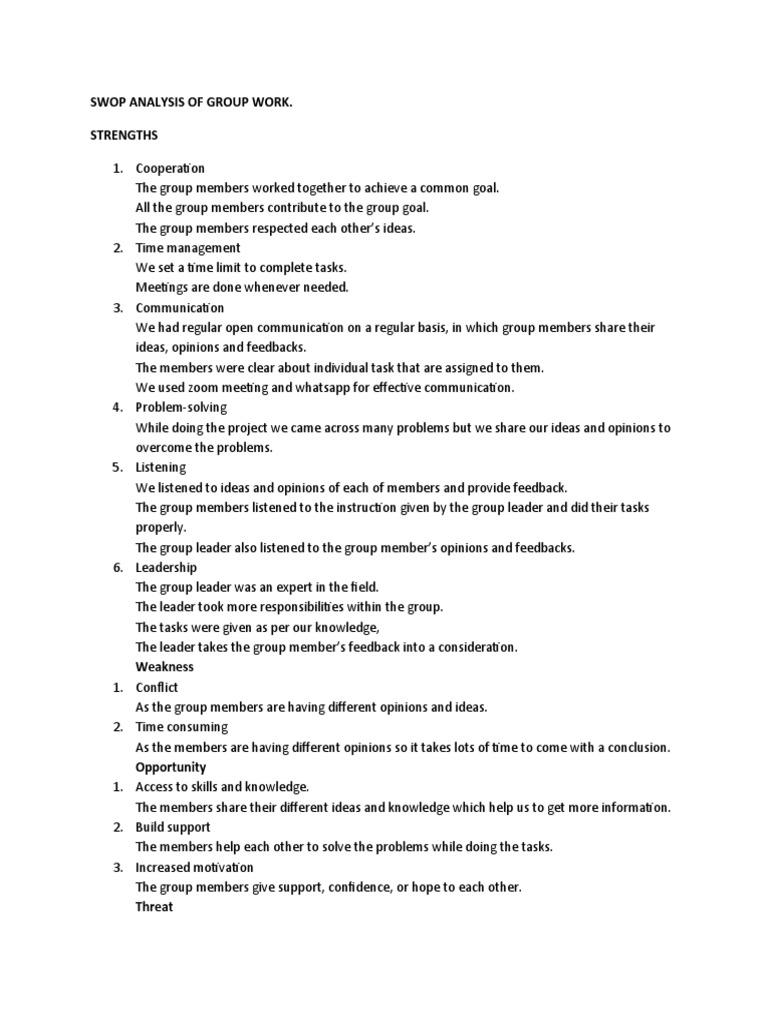 SWOT For GROUP | PDF