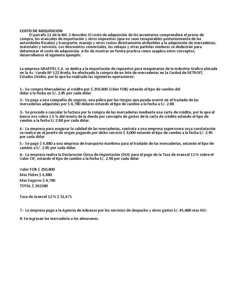 Ejercicio Practico de Inventarios Nic 2 | PDF | Tipo de cambio | Comercio