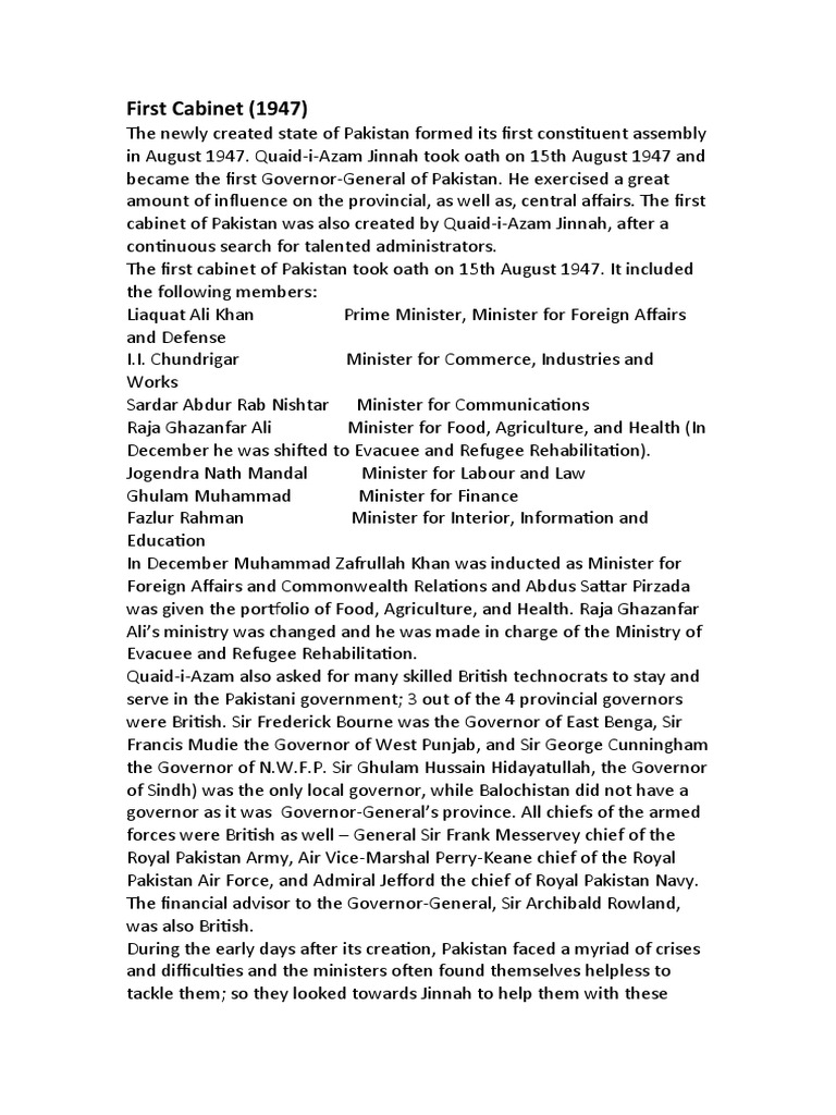First Cabinet | PDF | Politics