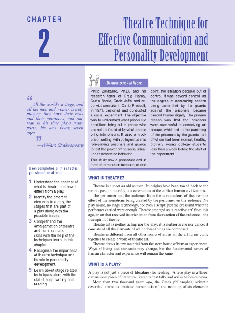 Reading Material - Theatre Technique For Effective Communication and ...