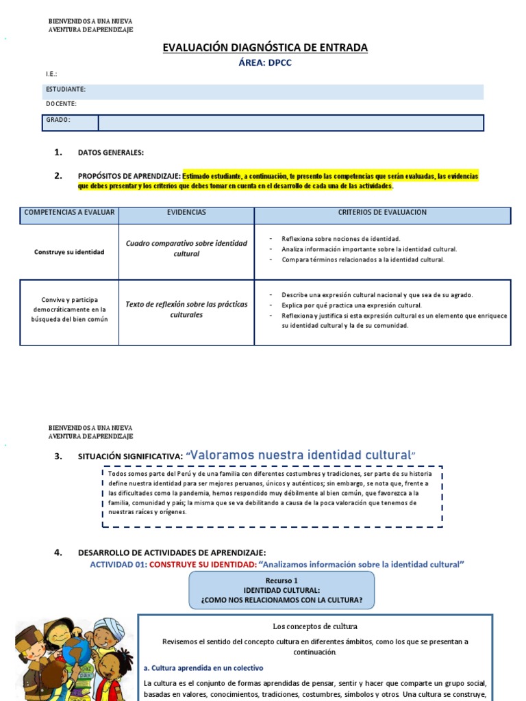 EVALUACION DIAGNÓSTICA DPCC-adq | PDF | Evaluación | Grupo social