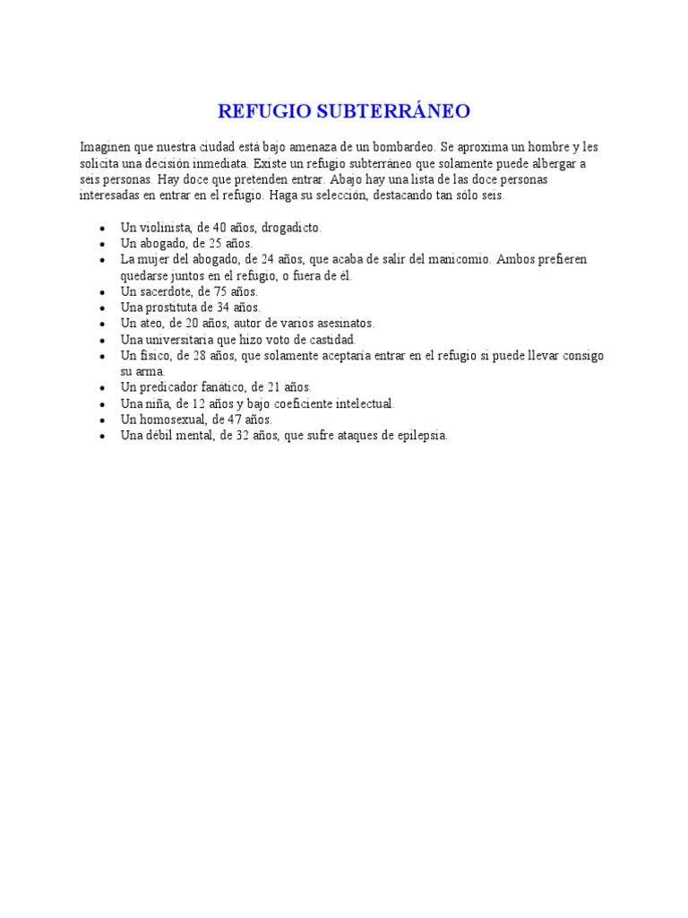 Refugio Subterráneo | PDF