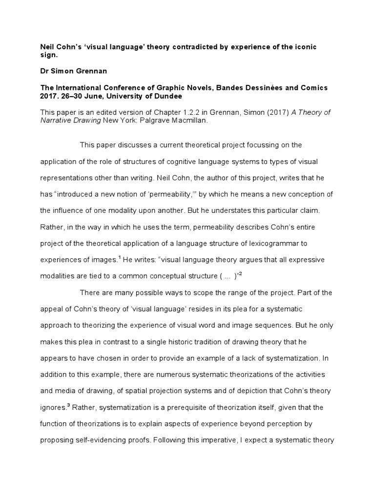 Neil Cohns Visual Language Theory Contra | PDF | Theory | Experience