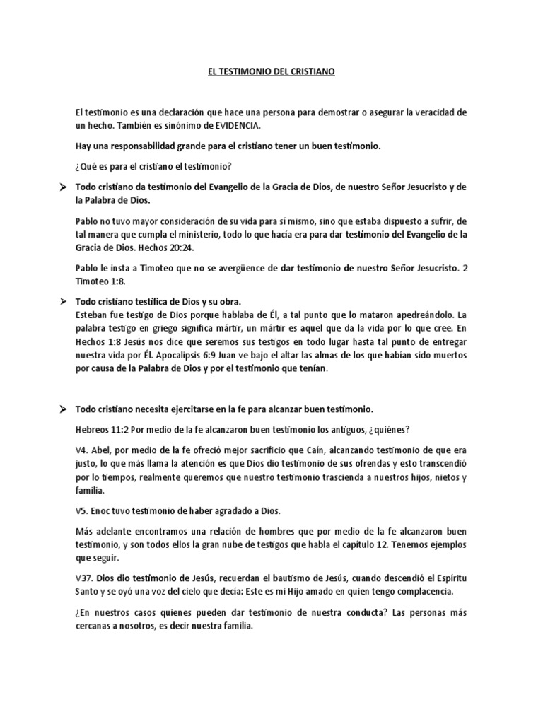 El Testimonio Del Cristiano | PDF | Testimonio | Jesús