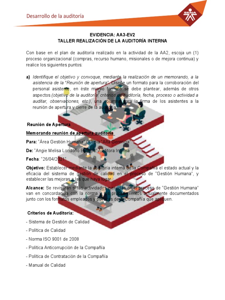 Formato Evidencia AA3 Ev2 Taller | PDF | Auditoría | Contralor