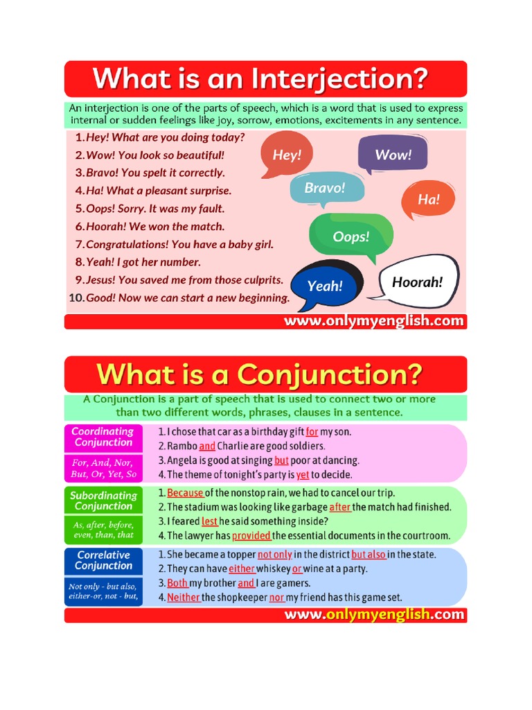 Interjection and Conjunction | PDF