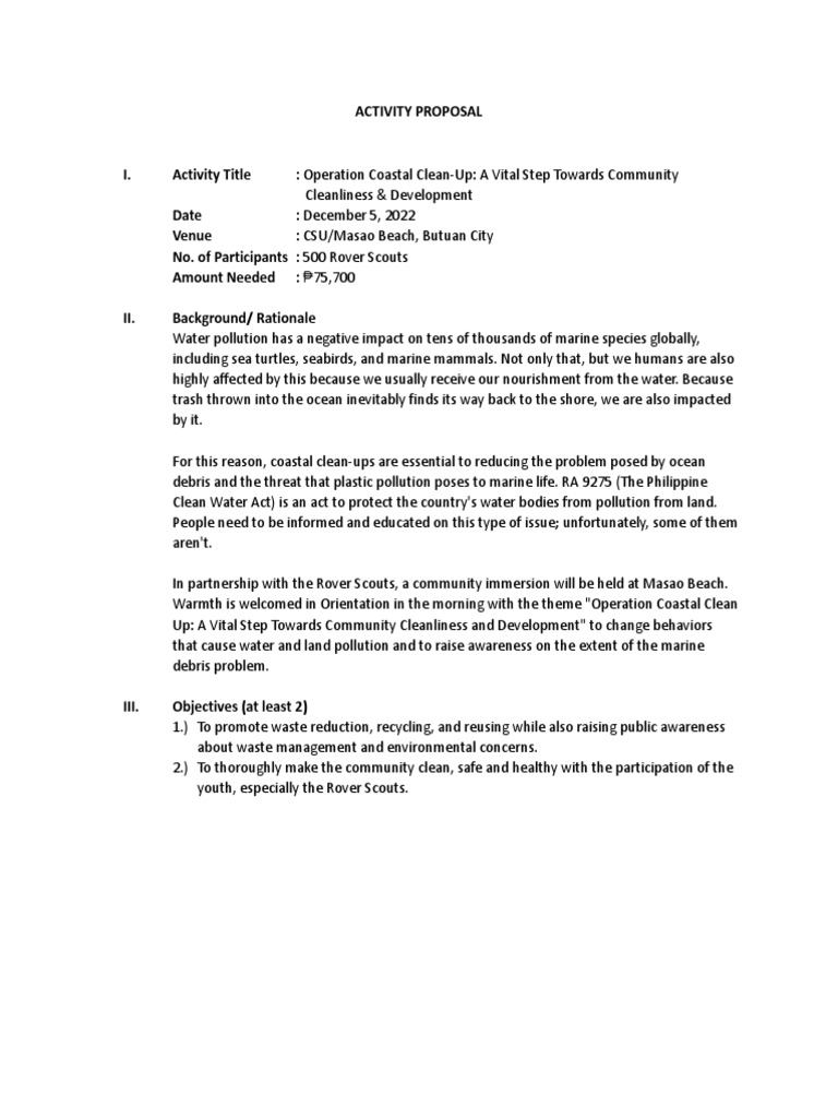 Community Immersion Activity Plan | PDF | Pollution | Waste