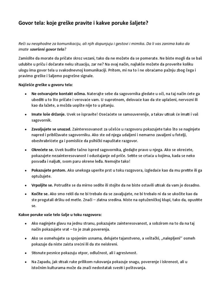 Govor Tela 1 | PDF