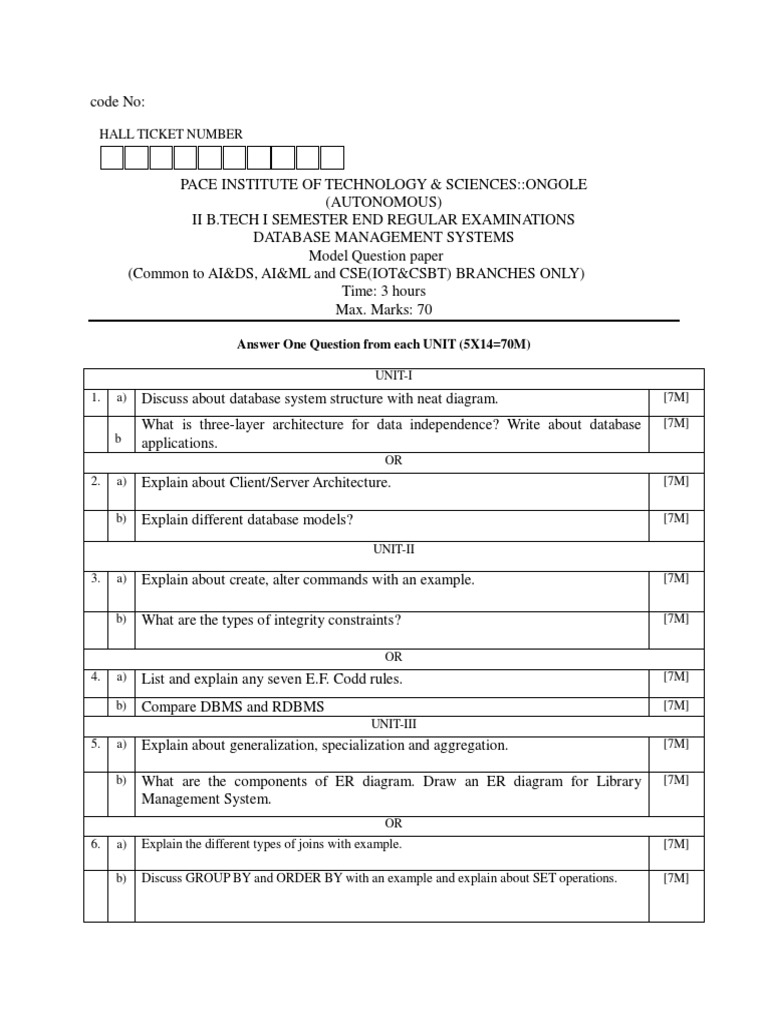 DBMS Model Paper | PDF | Databases | Relational Database DBMS Model Paper | PDF | Databases | Relational Database