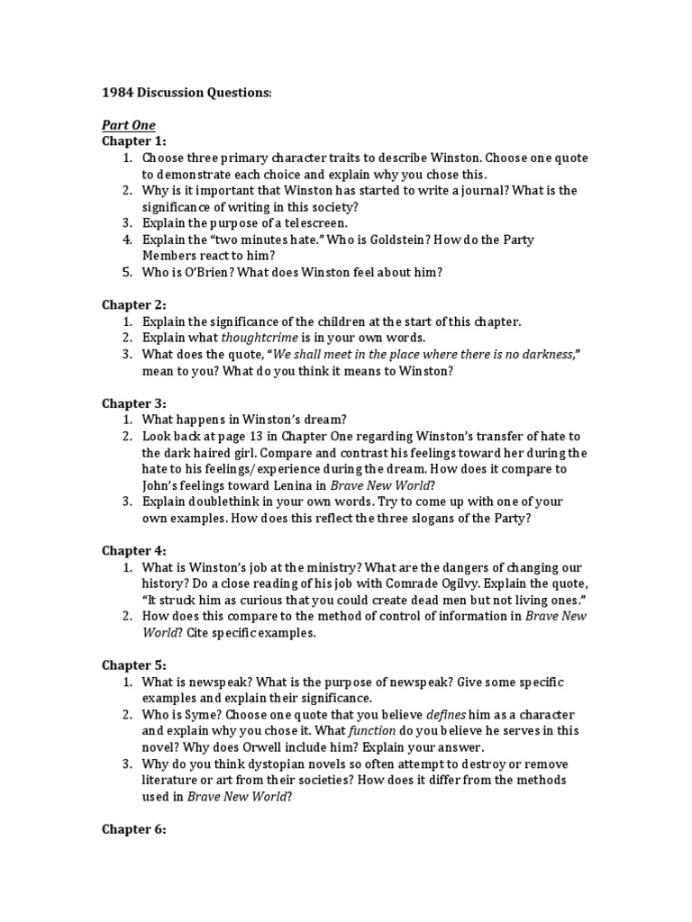 1984 Discussion Questions | PDF