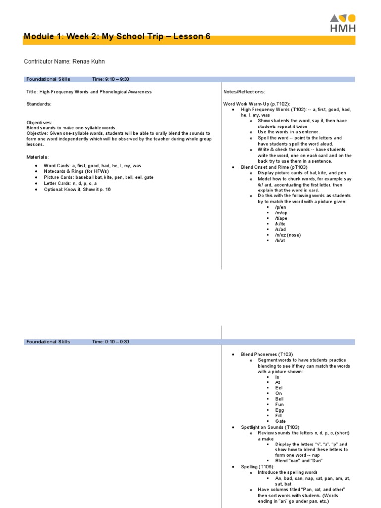 Into Reading - Grade 1 - Module 1 Week 2 Lesson 6 | PDF | Human ...