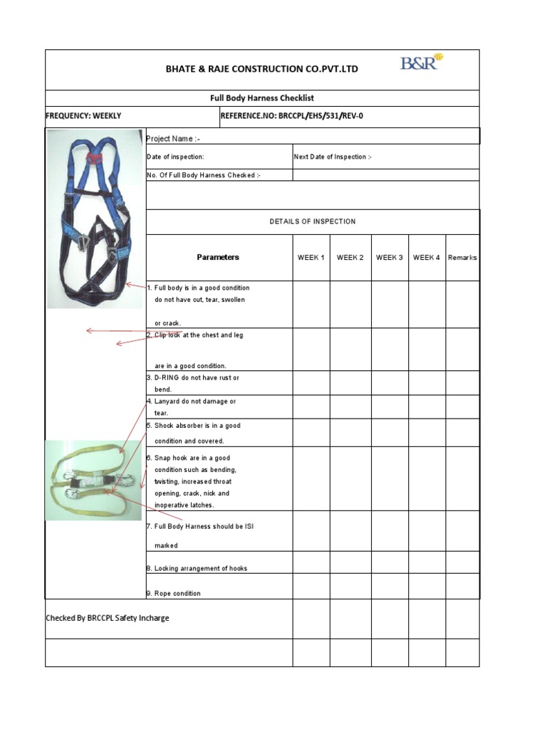 531..full Body Harness Checklist | PDF
