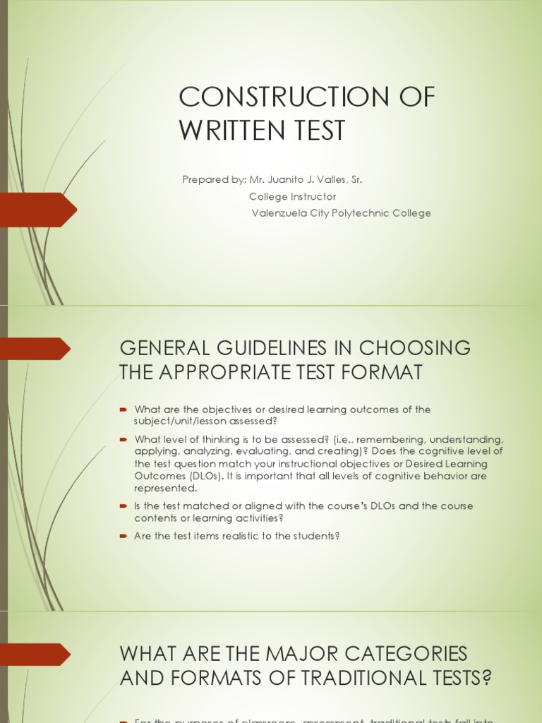 Lesson 5 Construction of Written Test | PDF | Multiple Choice | Organisms