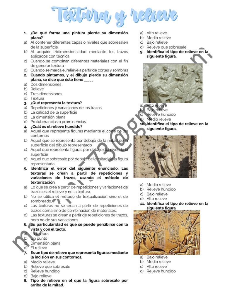 Tipos de Relieve en Dibujo y Pintura | PDF | Dibujo | Alivio