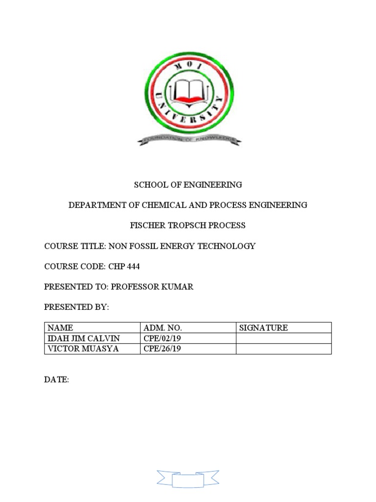Fischer Tropsch Process | PDF | Gasification | Catalysis