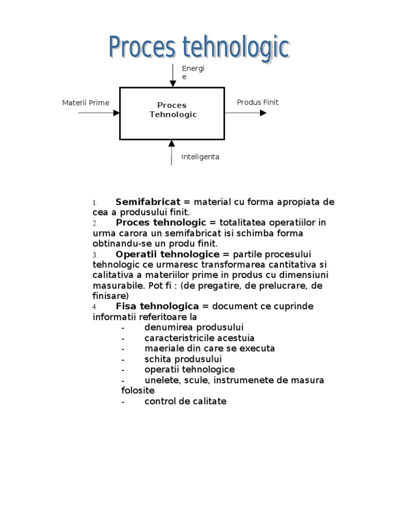 Proces Tehnologic+Fisa Tehnologica | PDF