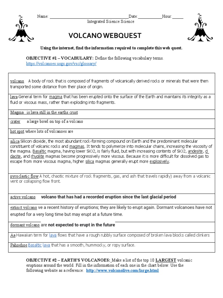 Volcano Webquest | PDF | Volcano | Lava