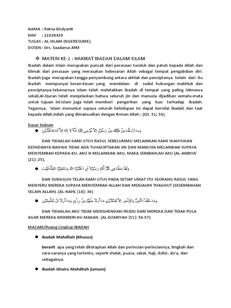 Al-Islam (Resume) | PDF | Agama & Spiritualitas