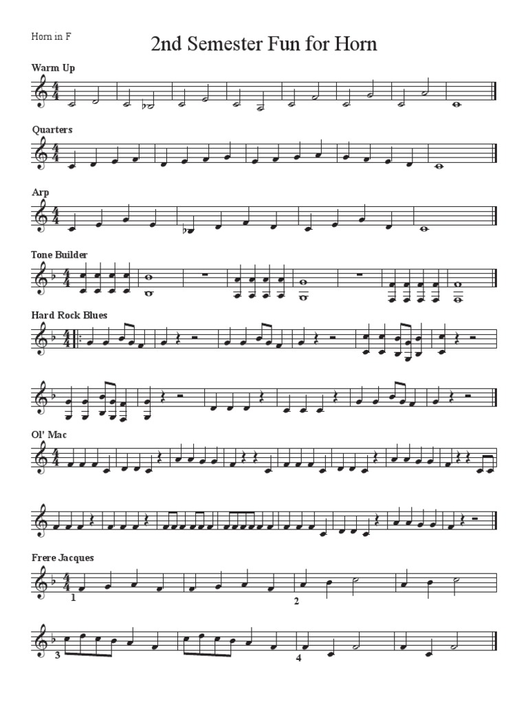 2nd Semester Horn Fun - Horn in F | PDF