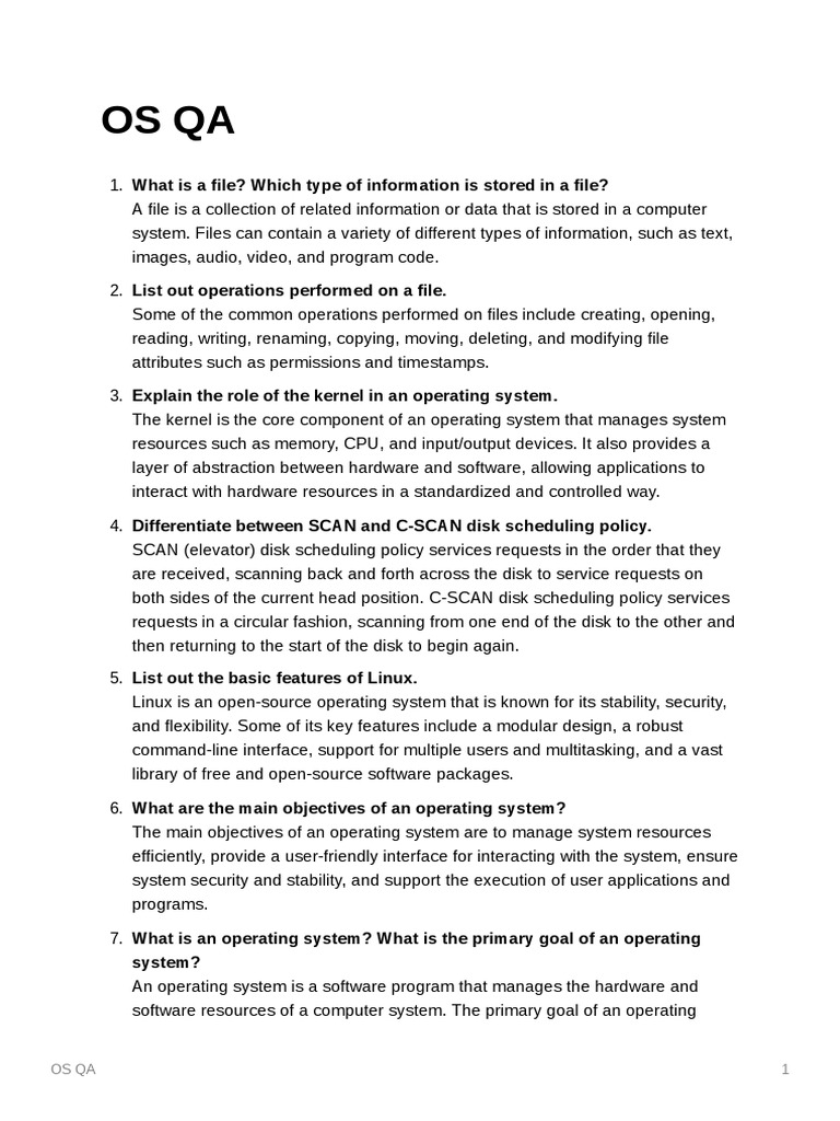 Os Qa | PDF | Operating System | Kernel (Operating System) Os Qa | PDF | Operating System | Kernel (Operating System)