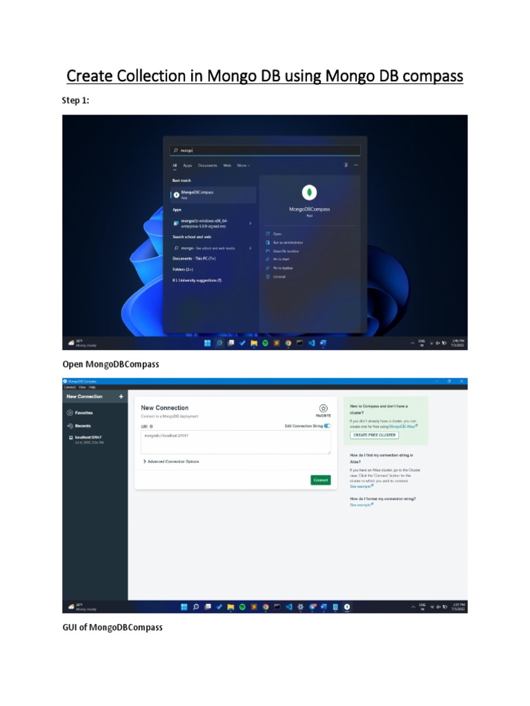 Steps To Working With MongoDB Compass Collections | PDF