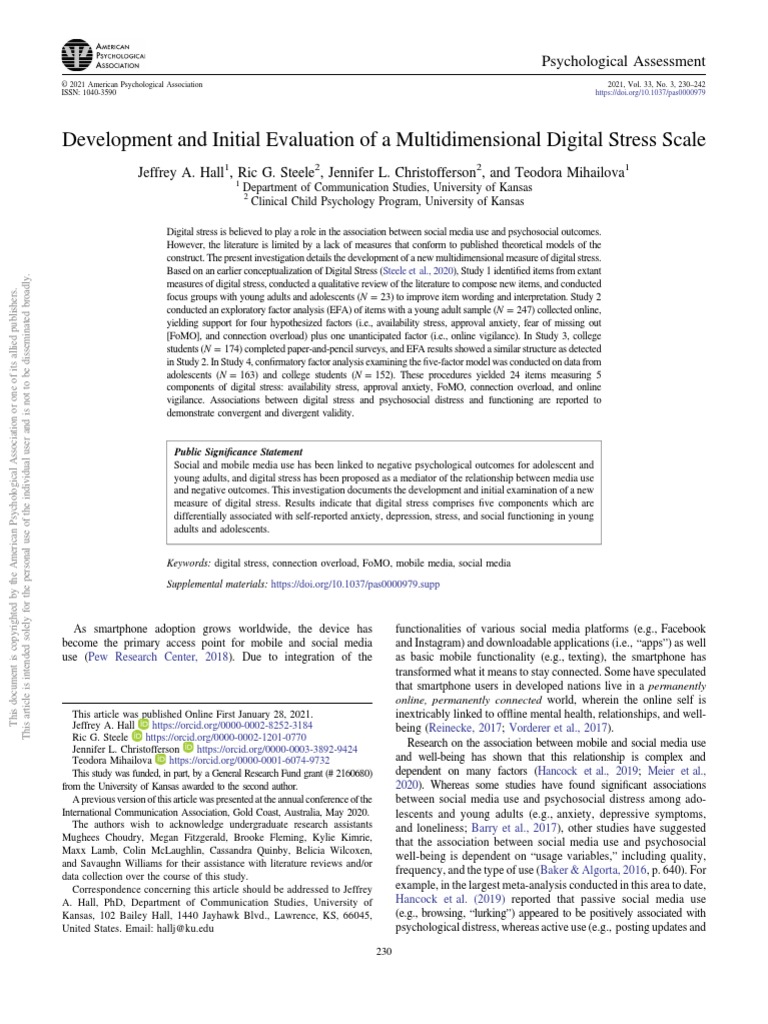 Article - Development and Initial Evaluation of A Multidimensional ...