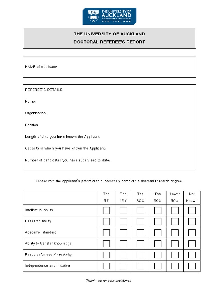 Doctoral Referees Report Form | PDF | Career & Growth Doctoral Referees Report Form | PDF | Career & Growth