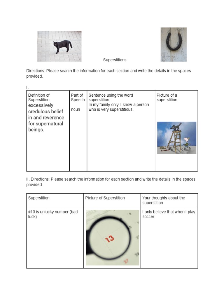 Superstitions Chart PDF | PDF | Superstitions | Luck