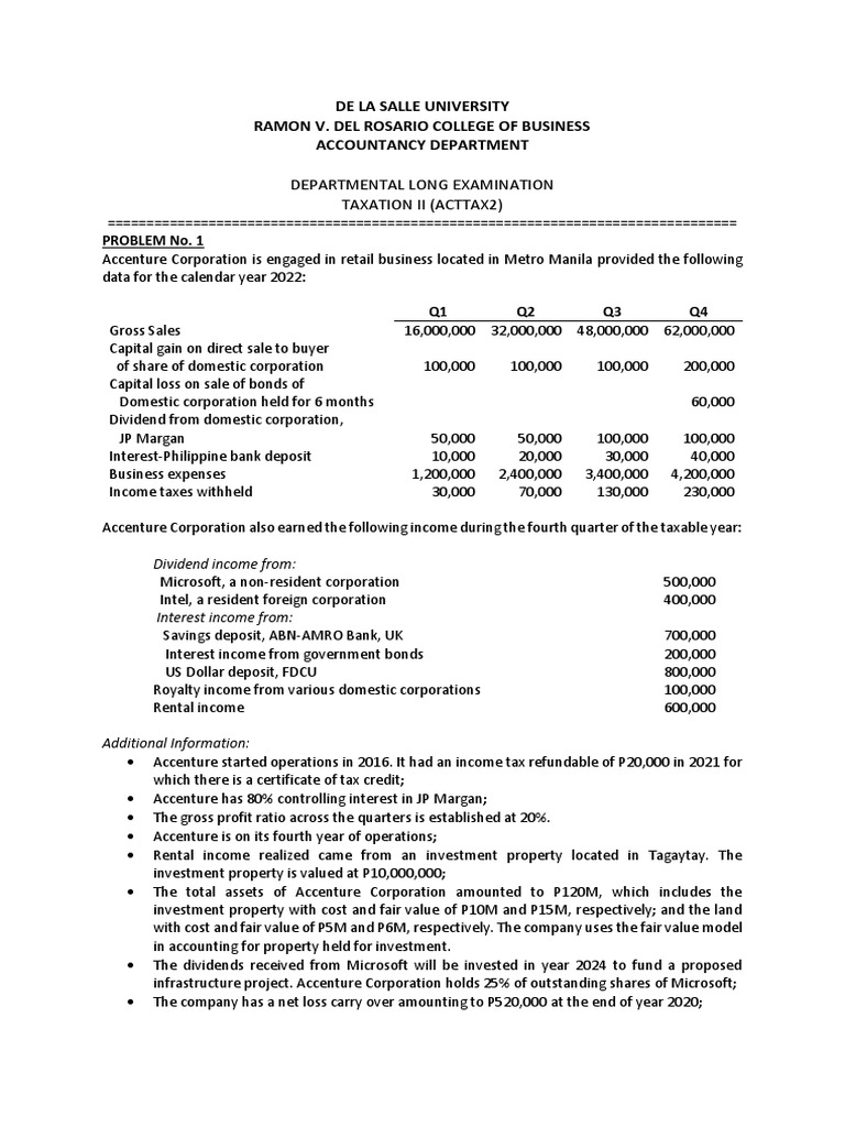 Tax Quiz 1 Pdf Income Taxes