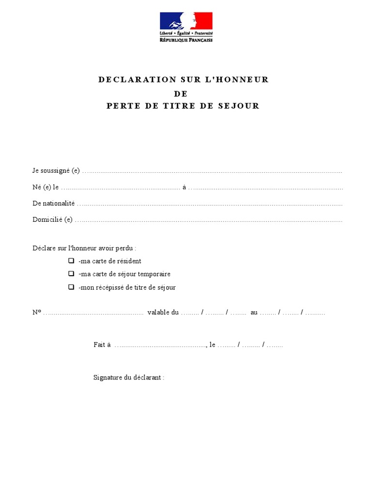 Fiche Déclaration de Perte | PDF | Droit