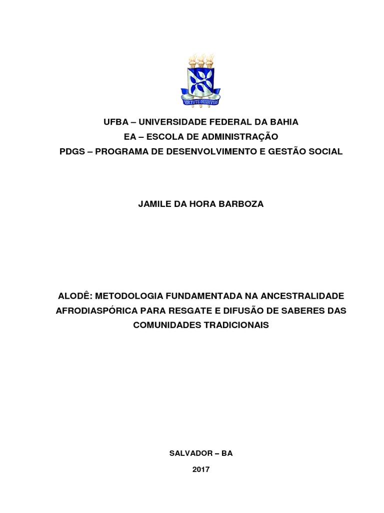 ALODÊ Metodologia Fundamentada Na Ancestralidade Afrodiaspórica para ...
