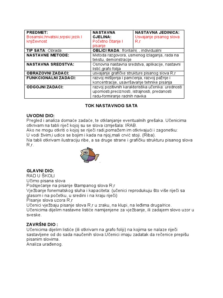 Usvajanje Pisanog Slova R, R | PDF
