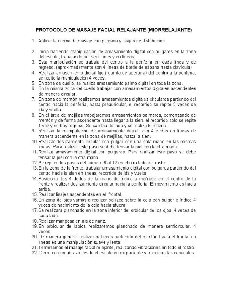 Protocolo de Masajes Faciales | PDF
