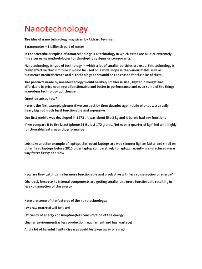 Nanotechnology | PDF | Nanotechnology | Technological Change