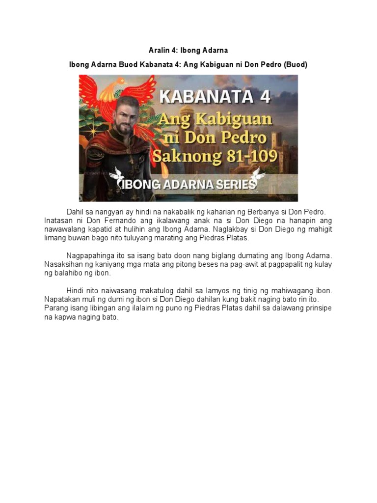 Aralin 4 at 5 Kabanata 4 12 Ibong Adarna | PDF