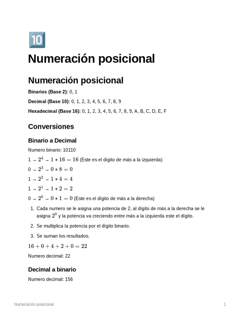 Numeracion Posicional | PDF | Decimal | Teoría de los números